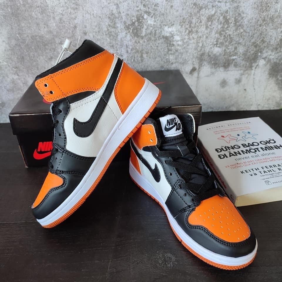 Air shoes Jordan 1 high cut black Orange ผู้ชาย ผู้หญิง แบบเต็มกล่อง ...
