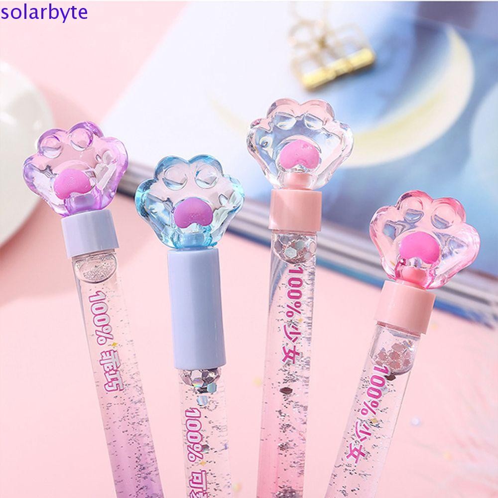 Solarbyte ปากกาเจลเรืองแสงแปลกใหม่น่ารักสร้างสรรค์ Cat Claw หมึกสีดําหัวใจเครื่องมือเขียน ...
