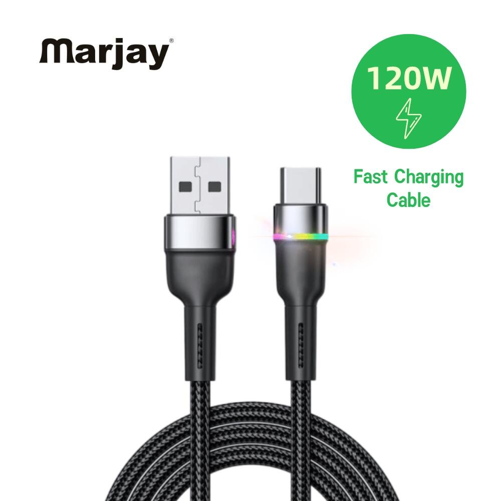 Marjay สายชาร์จ USB 3A 120W เป็น Type-C IOS ไฟ RGB หลากสีสัน | Shopee ...