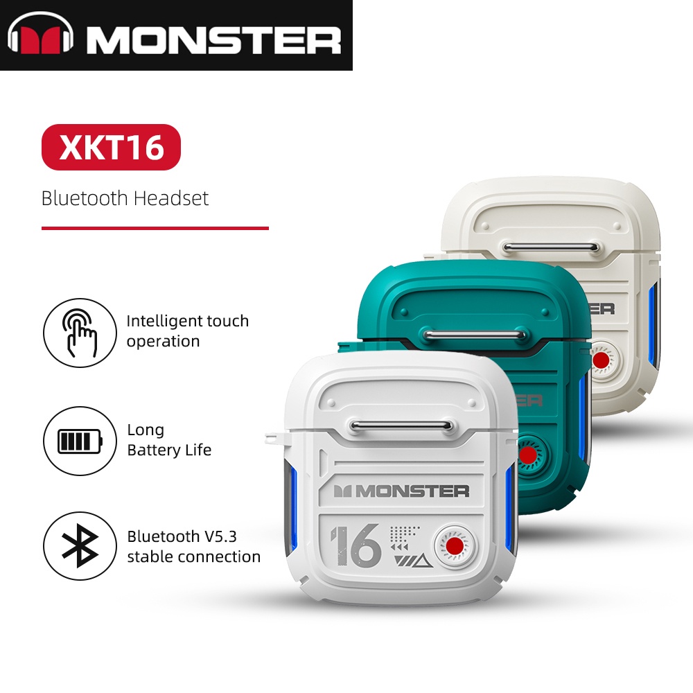 Monster XKT16 BT5.3 หูฟังบลูทูธไร้สาย ลดเสียงรบกวน ความล่าช้าต่ํา ...
