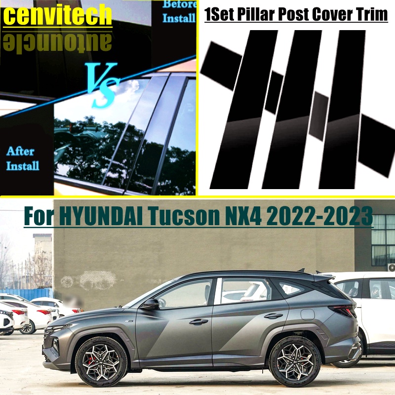 สติกเกอร์ติดเสาประตูหน้าต่างรถยนต์ สีดํามันวาว สําหรับ HYUNDAI Tucson NX4 2022-2023 | Shopee ...