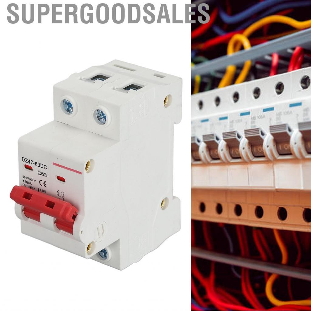 Supergoodsales DC Miniature Circuit Breaker 2P 63A 500V ความปลอดภัยสูง PC Shell DIN RAIL MOINT ...