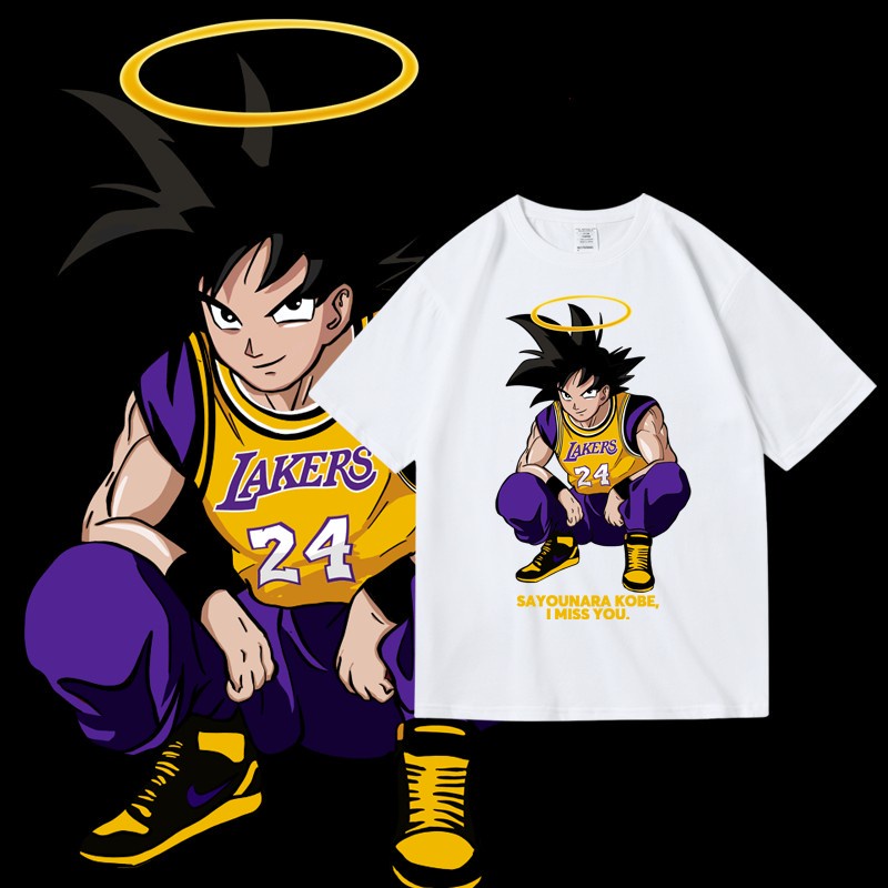 มีหลายสี เสื้ออนิเมะ Goku Kobe เสื้อยืด Dragon Ball สกรีนลายสวยงาม แขน ...