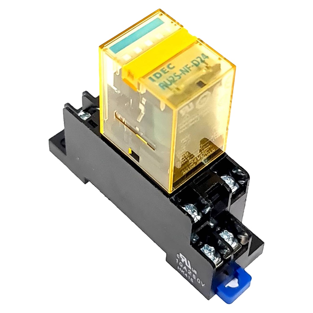 Relay+Socket IDEC RU2S-NF-D24+SM2S-05D ,24VDC 10A 8-pins No LED ...