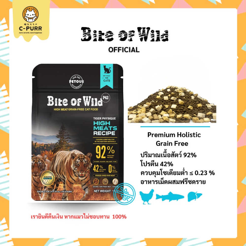 [แถมแมวเลีย1ห่อ] Bite of Wild อาหารแมวเม็ด ผสมฟรีซดราย 3 ชนิด ขนาด 1 ...