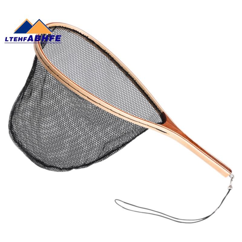 Fly Fishing Landing Net ด้ามไม้ไนลอน Landing Handle ปลาตาข่ายปลาจับ ...