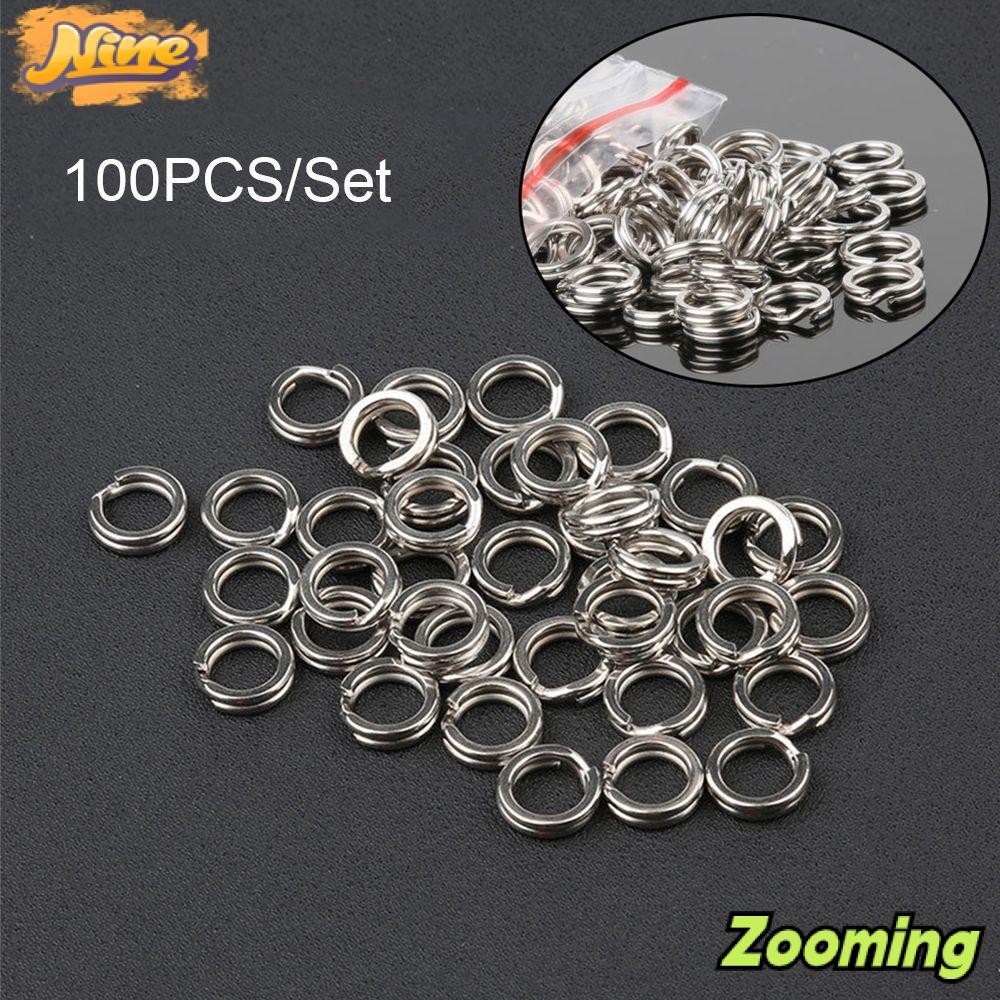 Zooming 100PCS ตกปลาแยกแหวน Lot 16 ขนาด Line Tackle ทนทานหมุน Snap ...