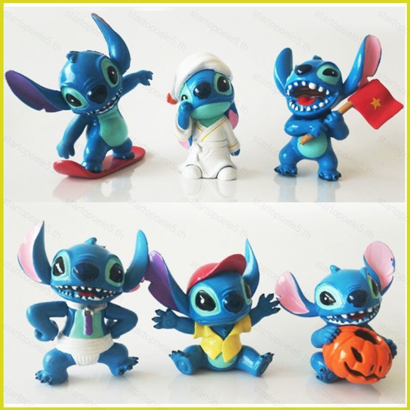 Sta5 6 ชิ้นการ์ตูน Lilo Stitch Action Figure ฮาโลวีน Cos น่ารัก Q ...