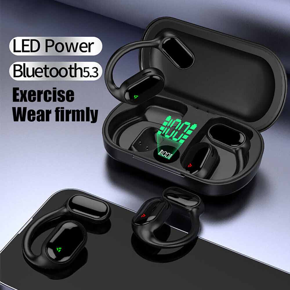 Ear Clip On Bone Conduction Wireless Bluetooth 5.3 Earphones Sport ...