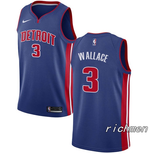 ใหม่ ลูกสูบ NBA Detroit ของแท้ สําหรับผู้ชาย #3 เสื้อกีฬาแขนสั้น ลายทีม Ben Wallace Jersey สีฟ้า ...