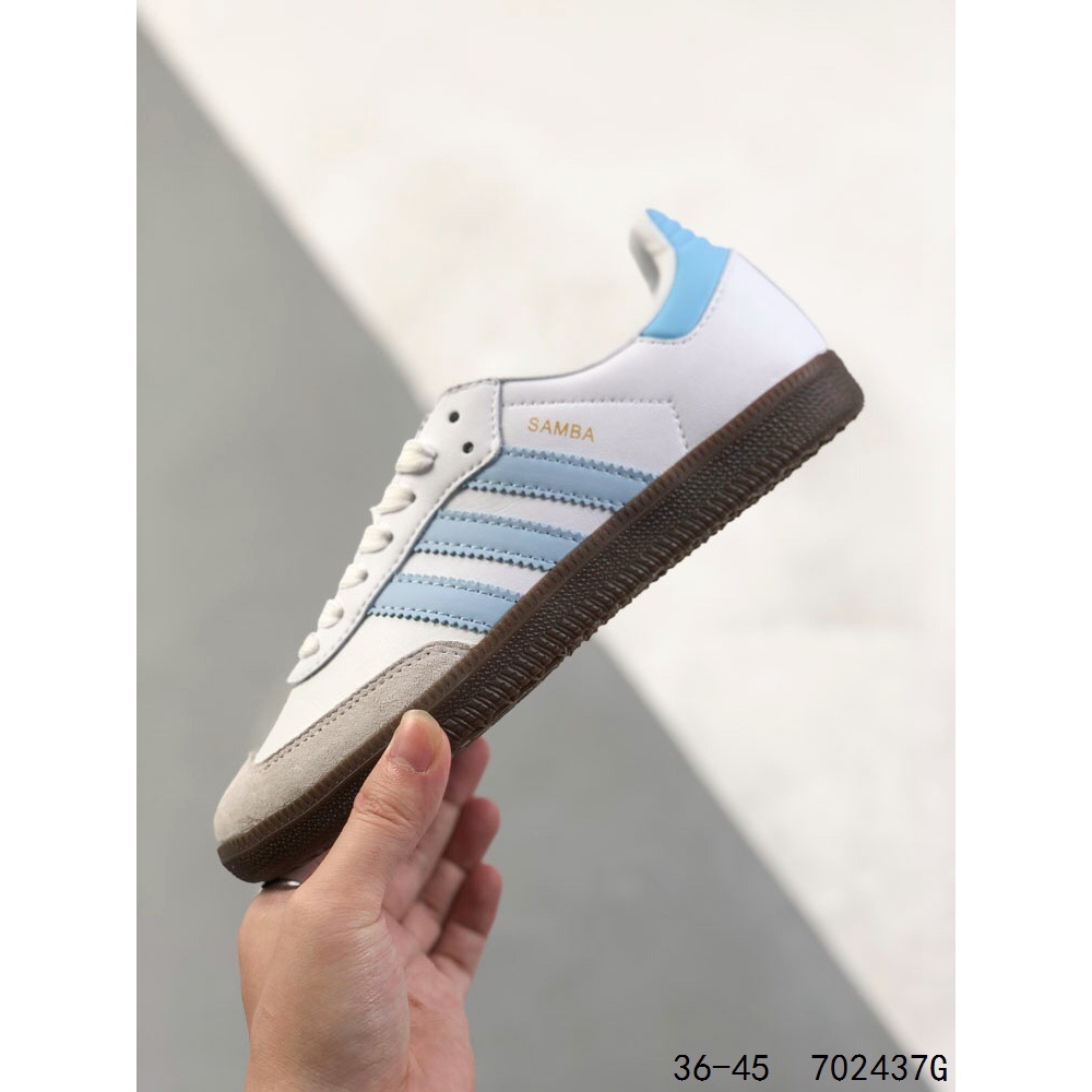Free shipping genuine Adidas Samba Vegan OG Light White Blue แซมบ้าชุด ...