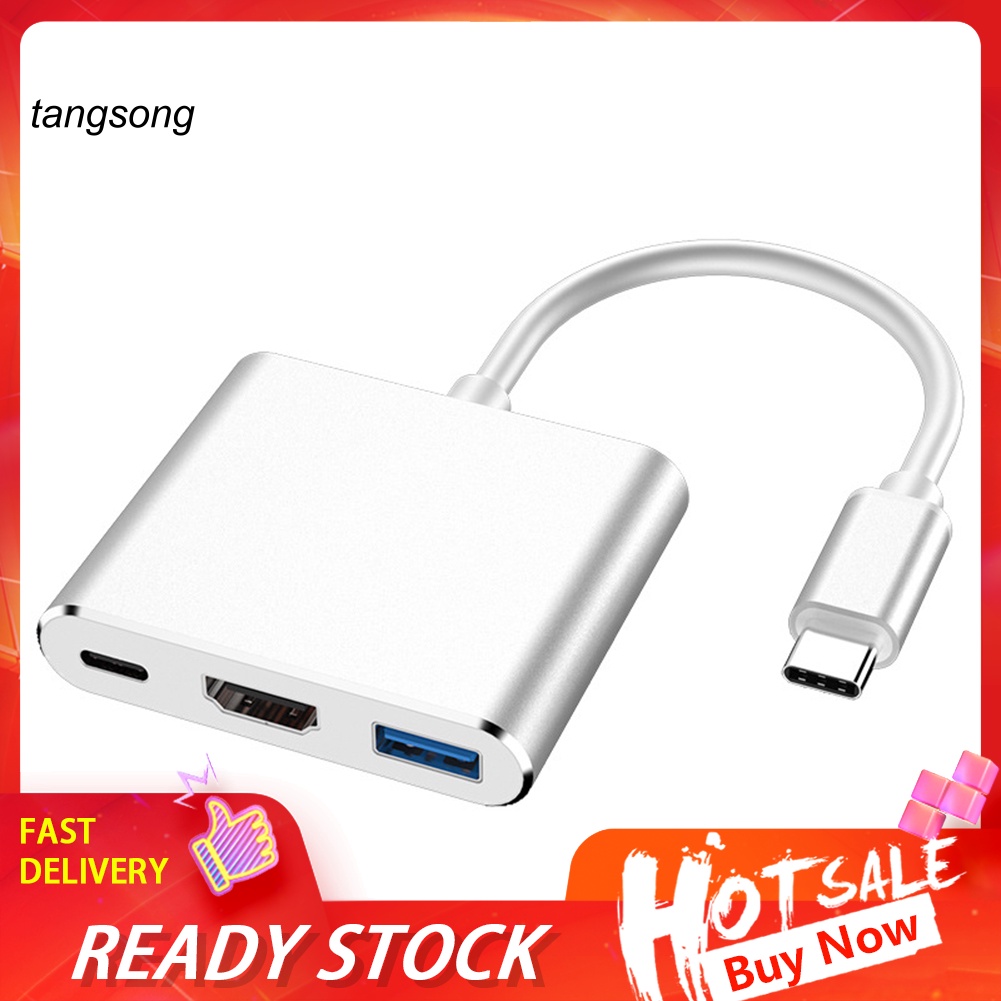Tang_ 3 in 1 สายเคเบิลอะแดปเตอร์แปลง Type-C ตัวผู้ เป็น HDMI USB 30 ตัว ...