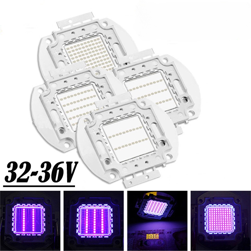 ชิปไฟ LED พลังงานสูง 50W SMD UV ความยาวคลื่น 390-395nm 400-405nm 410 ...