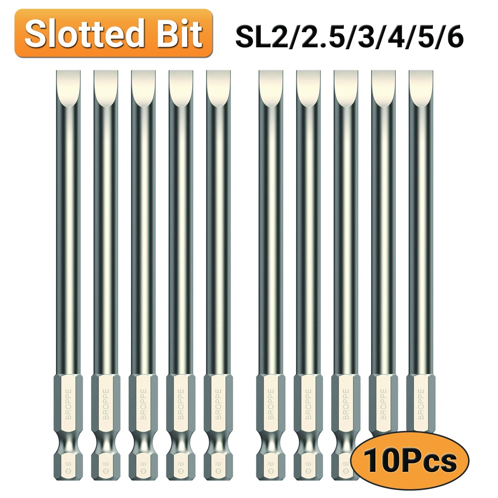 10 ชิ้นแม่เหล็กหัวแบน Slotted S2 ไขควงเหล็ก Bits 50/75/100/150 ...