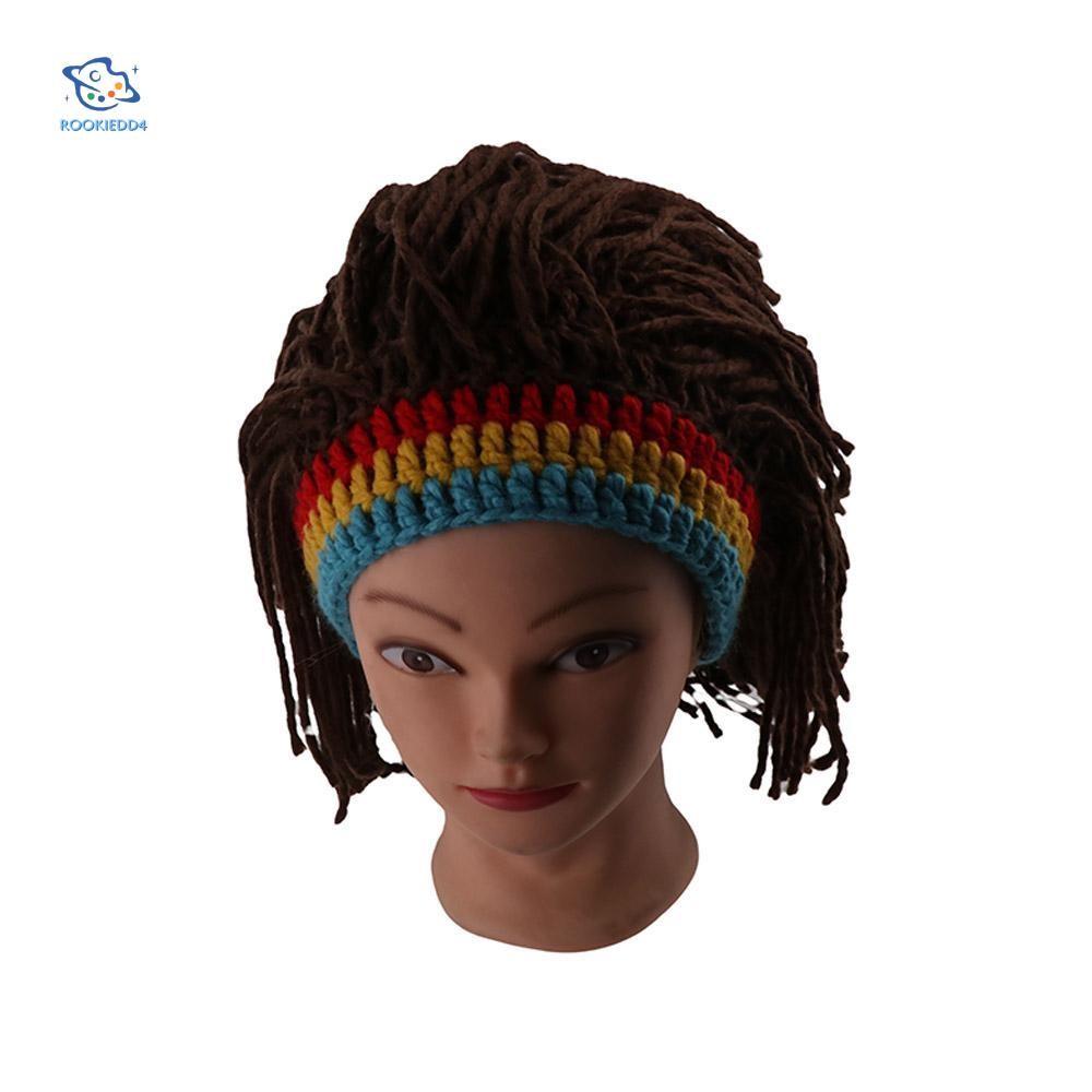 Rookiedd4 Reggae Dreadlocks วิกผมสีดําสีน้ําตาล Jamakan ถัก Beanies วิก ...