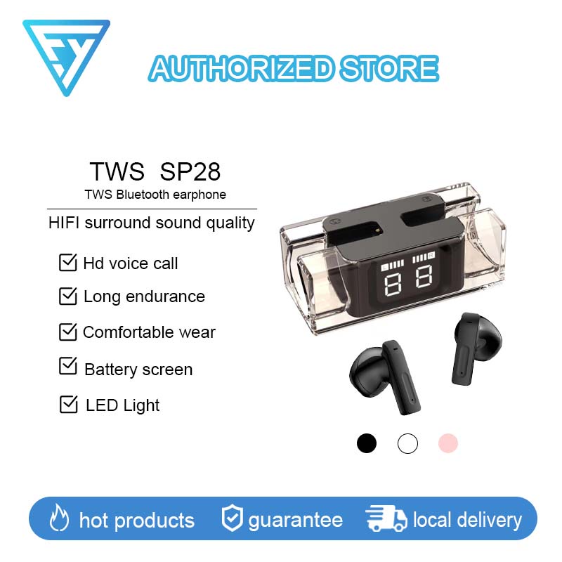 หูฟังไร้สายบลูทูธรุ่นใหม่TWS-SP28 มีจอLEDแสดงเปอร์เซ็นแบต และไมโครโฟน ...