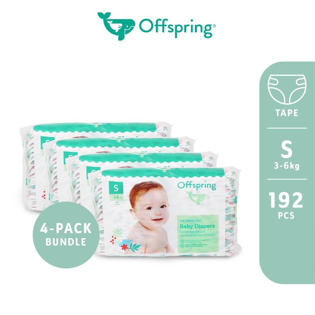 Offspring ผ้าอ้อมแฟชั่น แบบเทป - ขนาด S Bundle 192 ชิ้น | Shopee Thailand