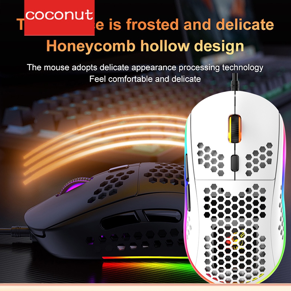 【COCO】เมาส์เล่นเกม 1/2 มีสาย USB ไฟ RGB DPI ปรับได้ แบบพกพา สําหรับ ...