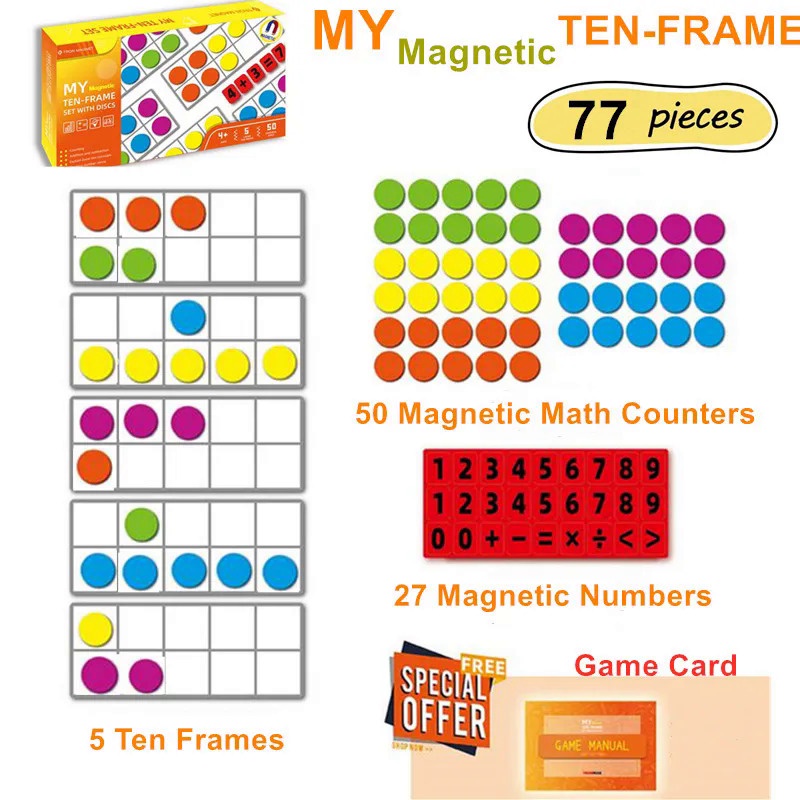 Magnetic Ten Frames Set Math Manipulative for Elementary Classroom ...