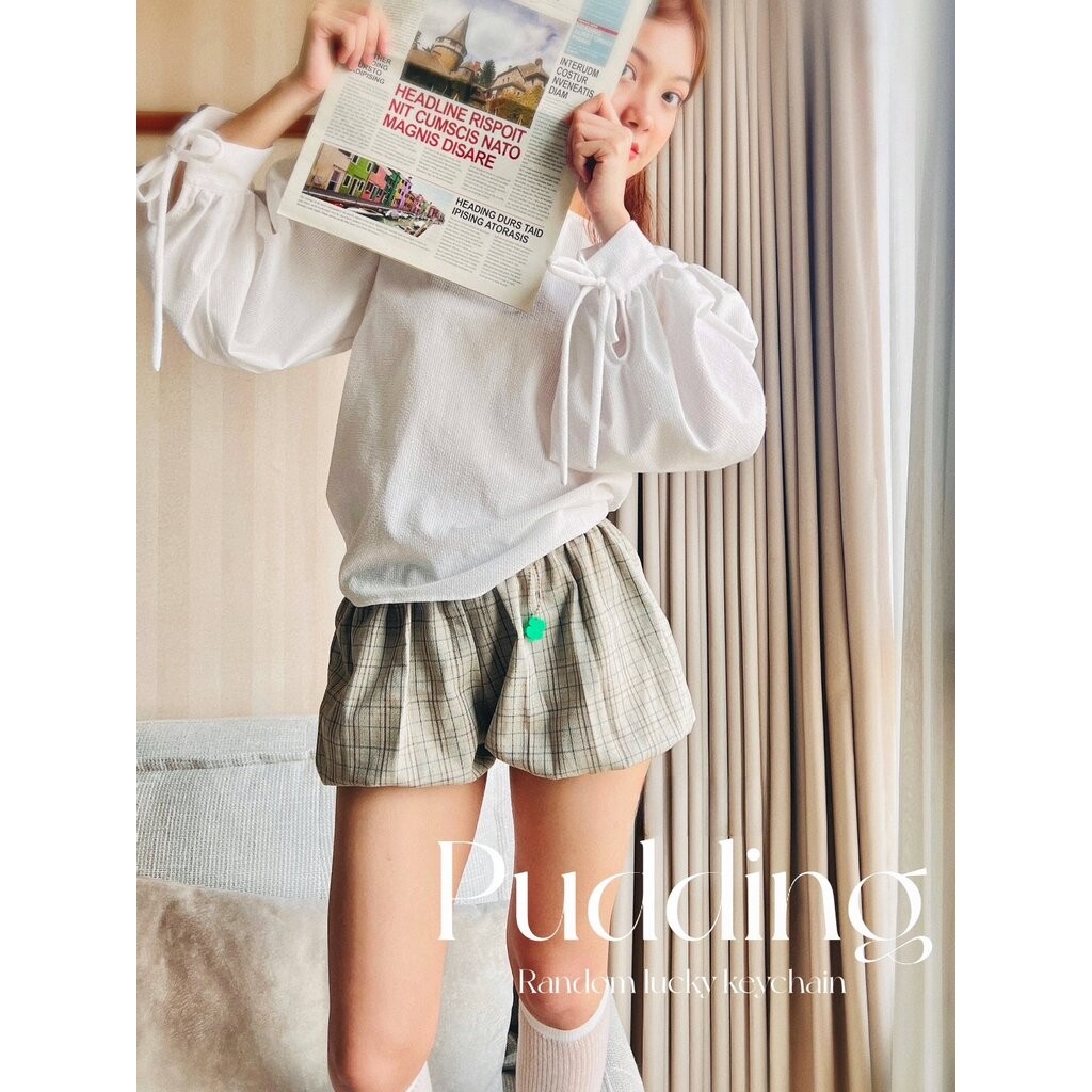 Pudding pants (202) กางเกงพองๆสุดฟรุ้งฟริ้ง สวยฉ่ำปั๊วะพร้อมพวงกุญแจเร ...