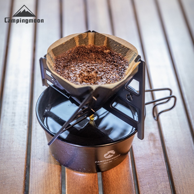 Campingmoon BKCOF-01 สแตนเลสสตีลไทเทเนียมพับได้แบบพกพากลางแจ้ง Camping Hand-Brewed กรองกาแฟชั้น ...