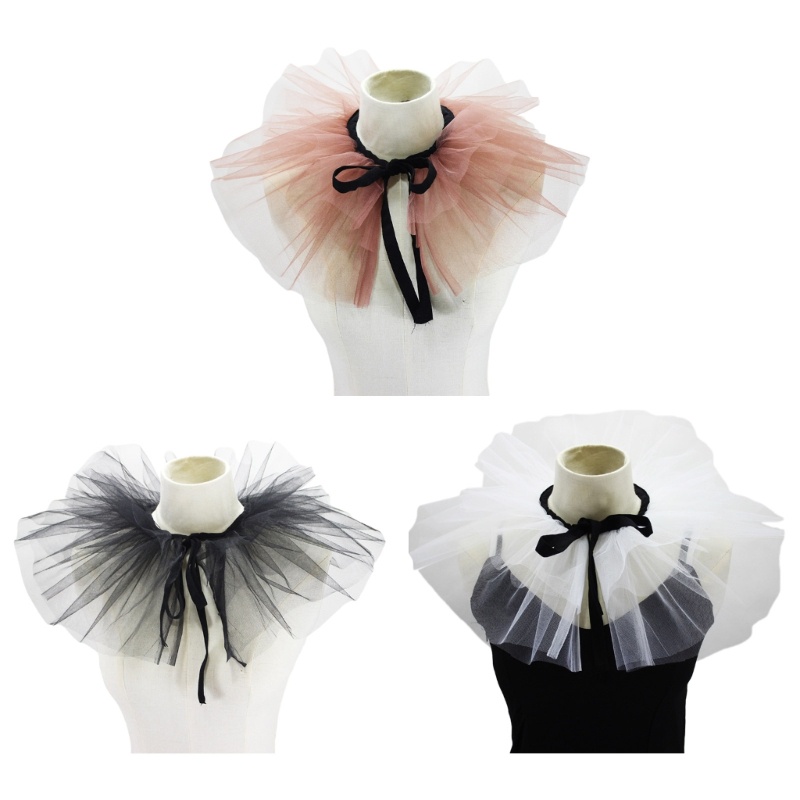 Siy Victorian Collar Ruffle Neck Ruff Vintage Lace Clown Collar Tie คอ ...