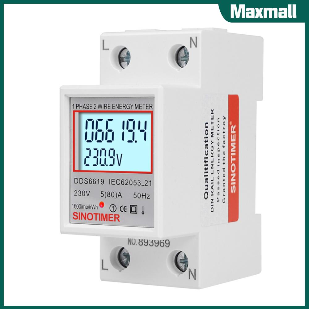 【Maxmall】เครื่องวัดพลังงานไฟฟ้าดิจิทัล หน้าจอ LCD 220V 230V 50 60Hz ...