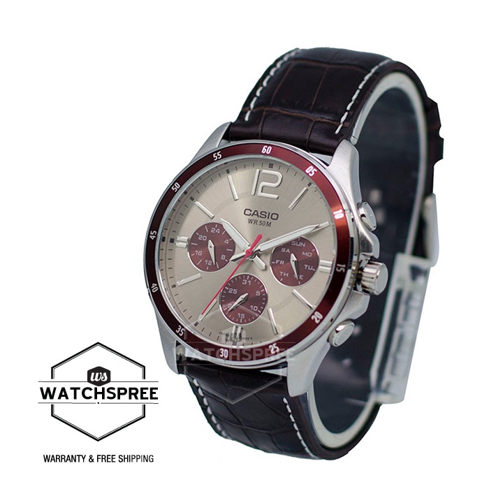 Casio Mens Standard Analog Brown Leather Strap Watch Mtp1374l 7a1 Mtp 1374l 7a1 Shopee Thailand