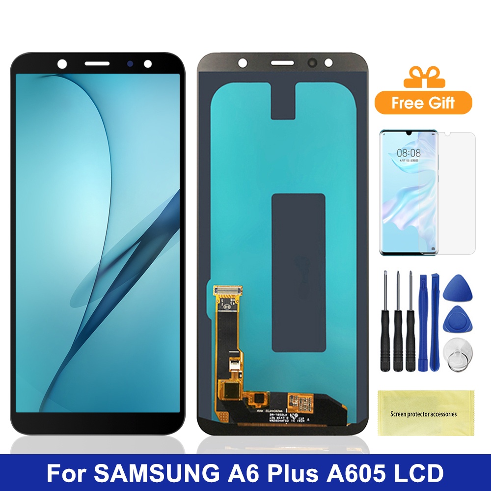 หน้าจอแสดงผล Lcd AMOLED A605 6.0 นิ้ว สําหรับ Samsung Galaxy A6+ (2018 ...