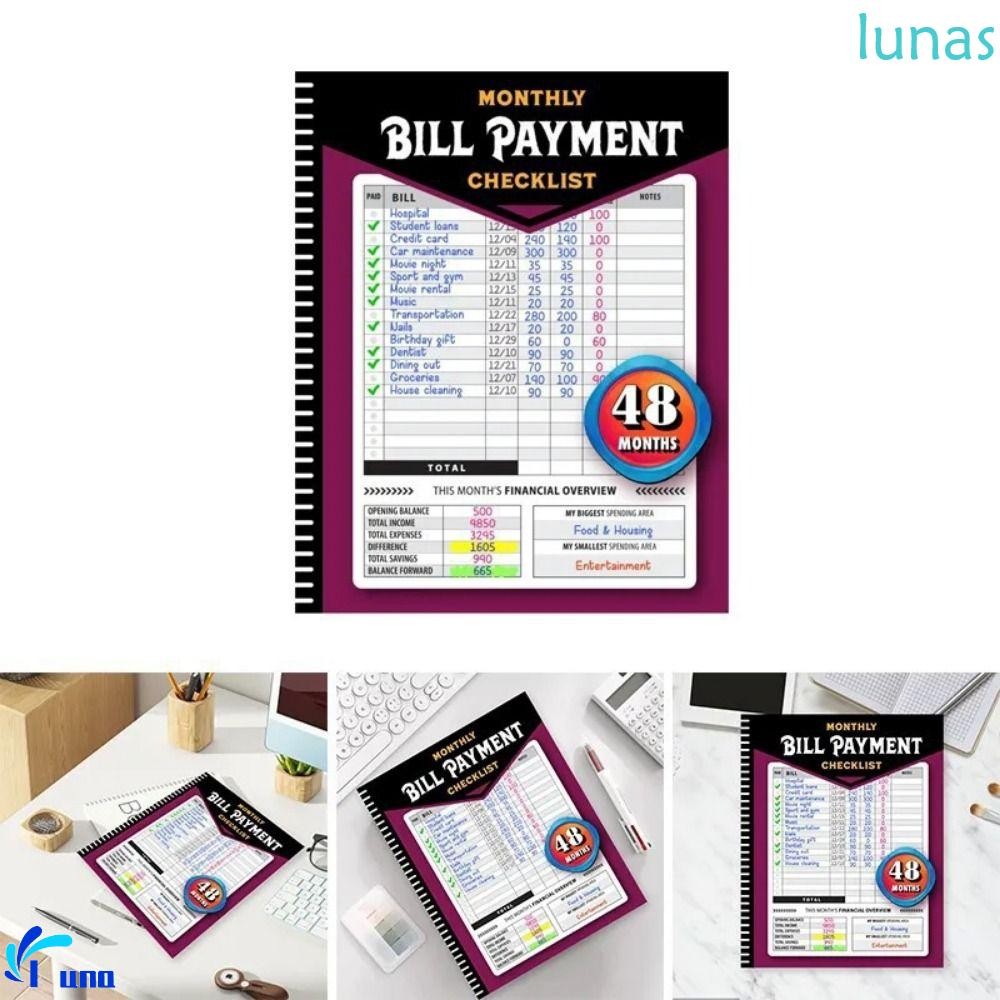 Lunasol Bill Payment Organizer Notepad, 48 เดือนที่มีประสิทธิภาพ Life ...