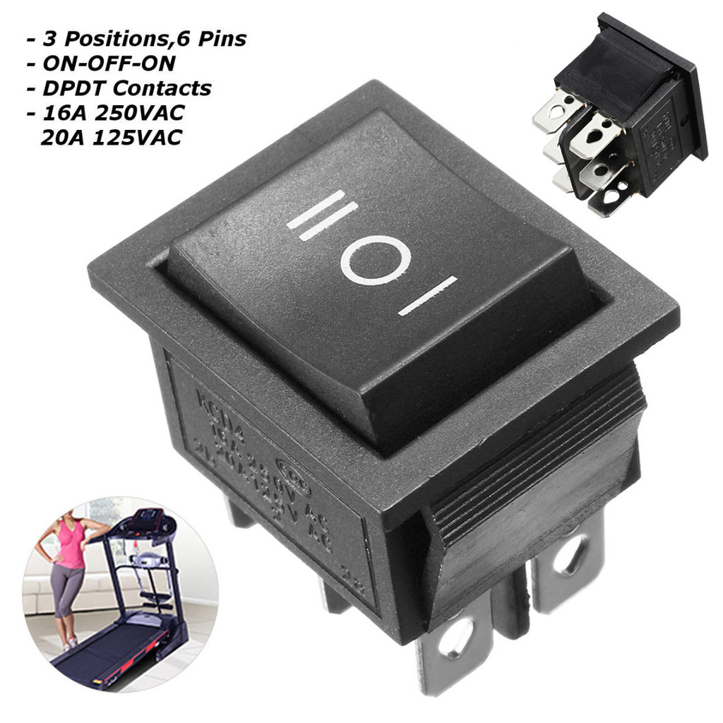 ใหม่ 6 ขา 3 ตําแหน่งรอกเรือ ON-OFF-ON Momentary Rocker Switch DPDT 16A ...