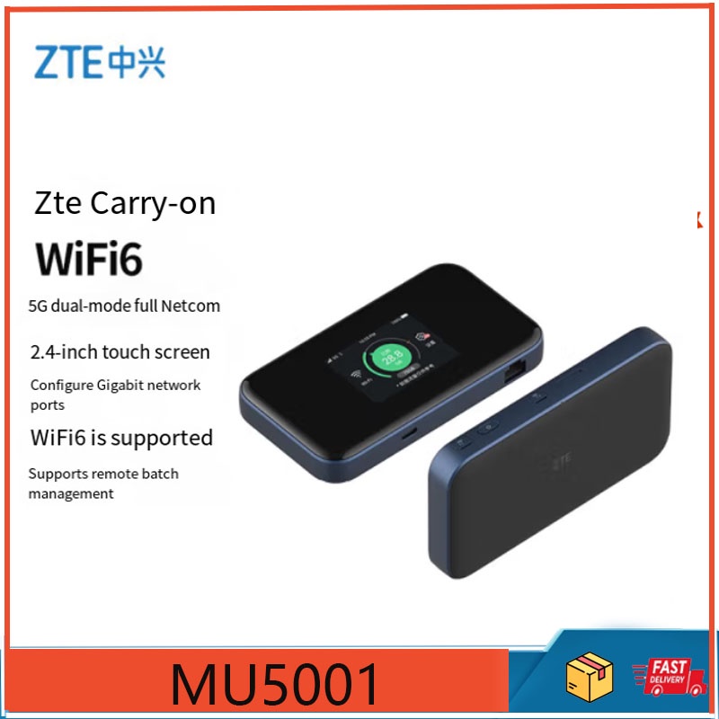 Zte โมเด็มฮอตสปอต แบบพกพา MU5001 5G MIFI 32 ผู้ใช้ (5G 3.8Gbps 32WIFI Share 4500mAH)1800Mbps ...