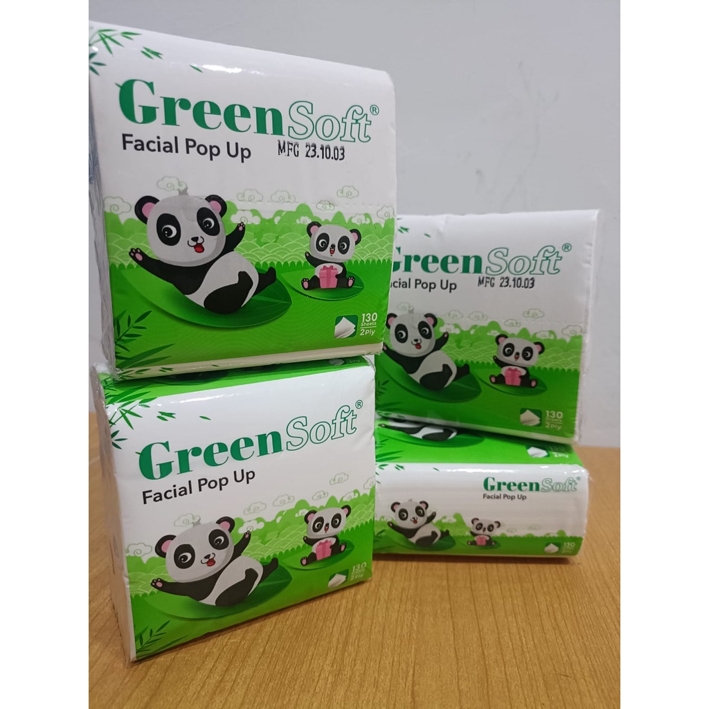 Gw [ 1แพ ็ คเกจ 4 ชิ ้ น ] ทิชชู ่ GREENSOFT POPUP 130 แผ ่ น กระดาษเช ็ ดหน ้ า POP UP 130s ...