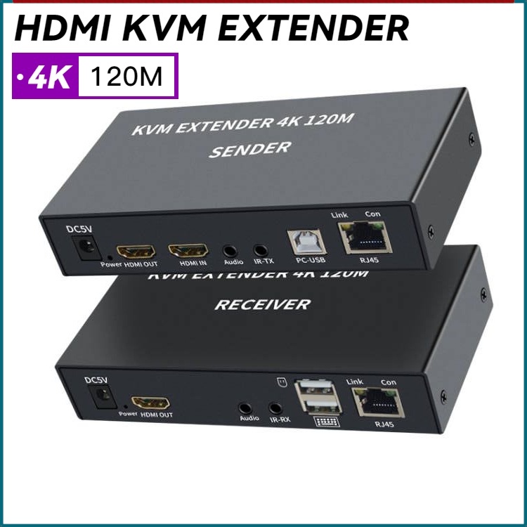 4k HDMI USB KVM Extender 120M Over Cat6 KVM Extender HDMI to RJ45 Over Lan Network HDMI KVM ...