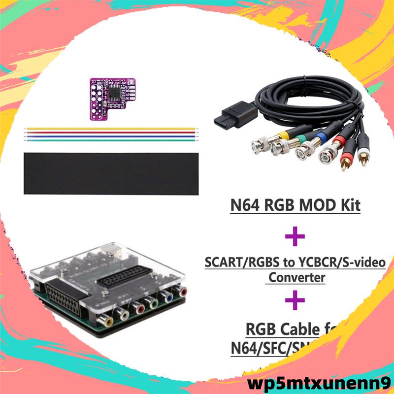 โมดูลแปลงวิดีโอ N64 RGB +SCART/RGBS เป็น YCBCR/S และสายเคเบิล RGB สําหรับคอนโซล NTSC RGB ...