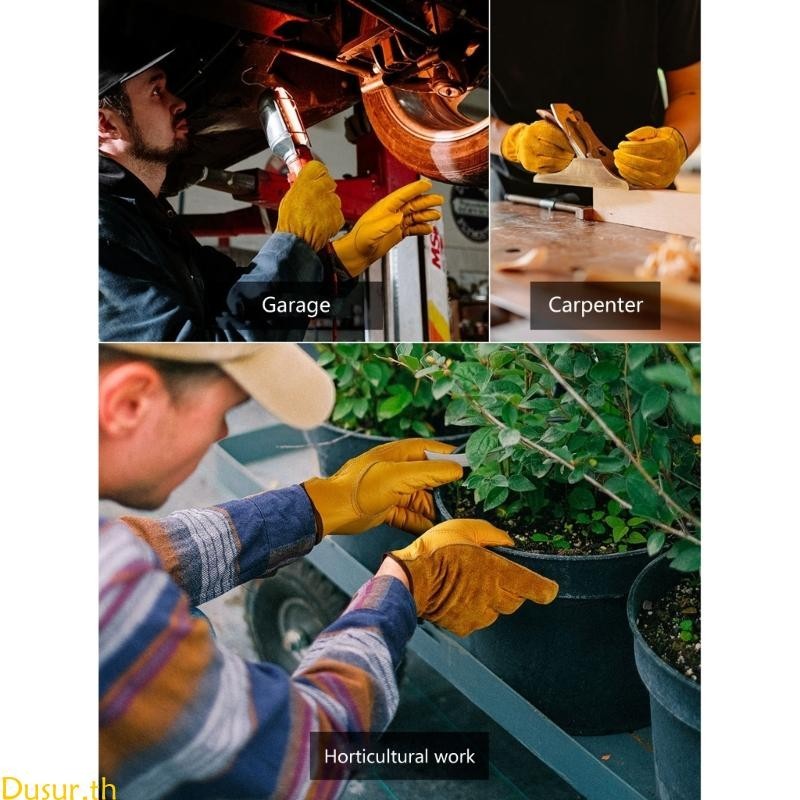 Dusur ถุงมือหนังวัว ระบายอากาศ สําหรับผู้ชายและผู้หญิง ทําสวน เชื่อม ...