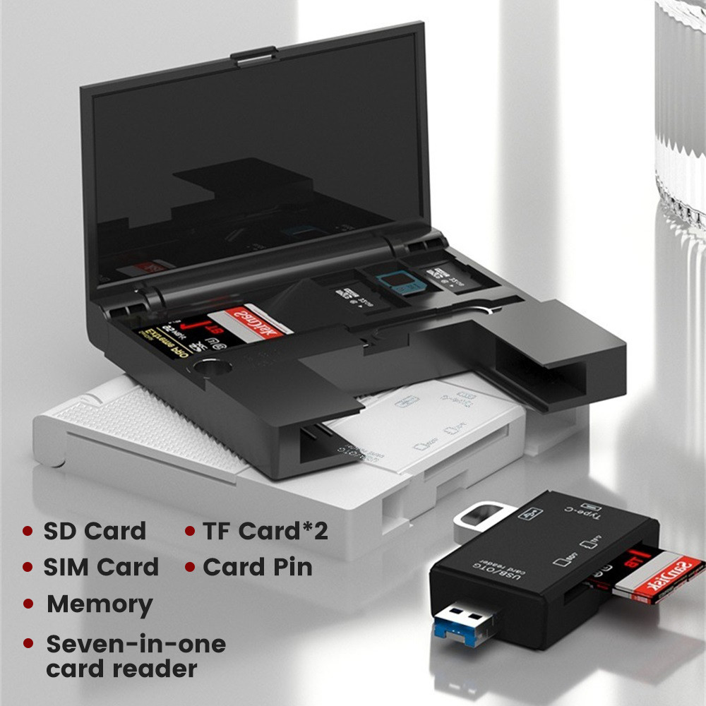 Twitch 7 in 1 Multi-functional Card Reader อะแดปเตอร์กล่องเก็บสําหรับ SD Micro SD TF ซิมการ์ด ...