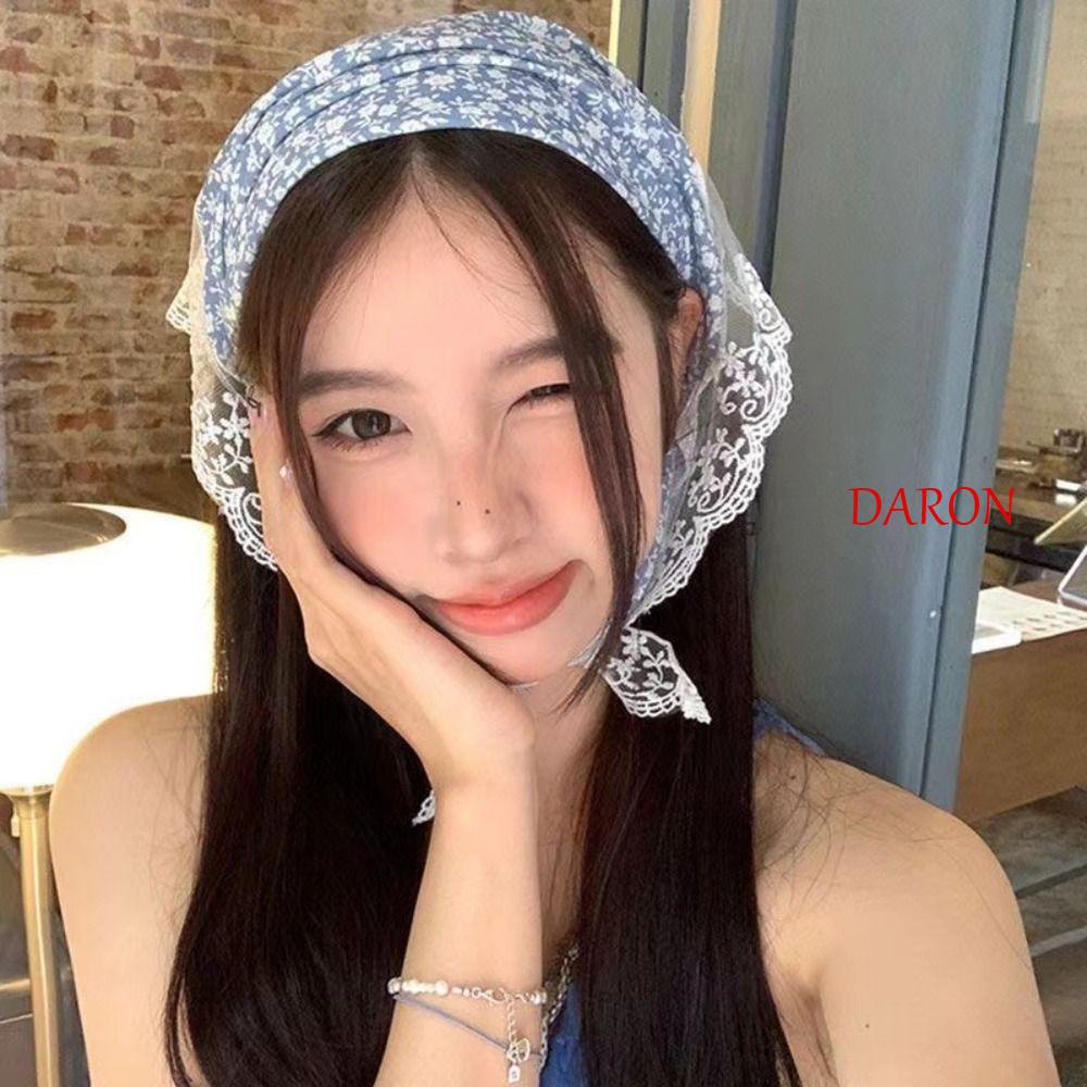 Daron ผ้าพันคอ ผ้าโพกหัว ทรงสามเหลี่ยม แต่งลูกไม้ ลายดอกไม้ สไตล์ฝรั่งเศส แฟชั่นสําหรับเด็ก Y2K ...