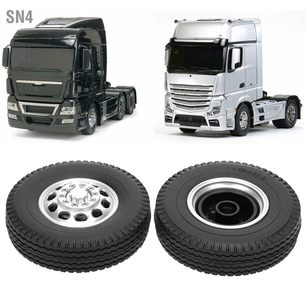 SN4 2 ชิ้นอลูมิเนียมอัลลอยด์ 10 หลุมฮับพร้อมยางผิวยางหน้าสำหรับรถบรรทุก Tamiya 1/14 RC Part ...