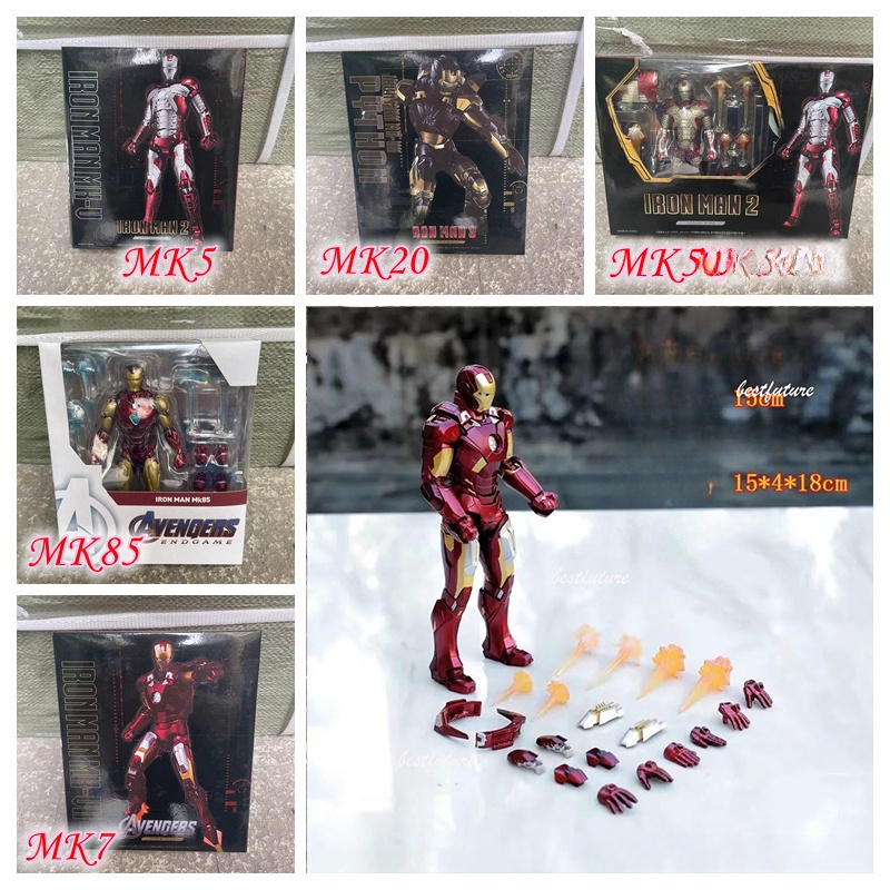 โมเดลฟิกเกอร์ Marvel Shf Iron Man 4 MK85 MK50 MK7 MK20 MK5 Articulado ของเล่นสําหรับเด็ก ...