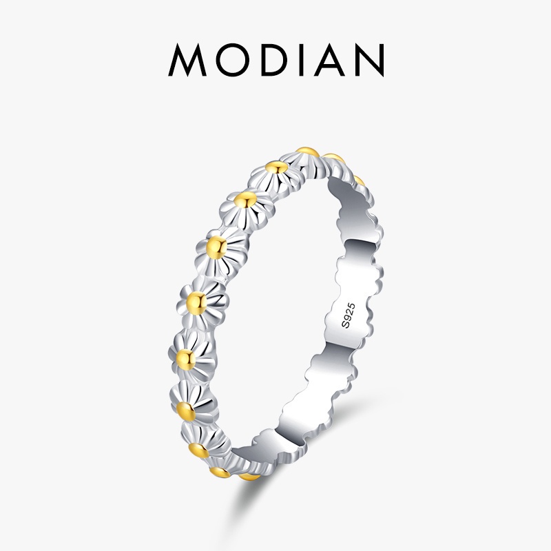 Modian แหวนเงินแท้ 925 รูปดอกเดซี่ 100% เครื่องประดับแฟชั่น สําหรับผู้หญิง | Shopee Thailand