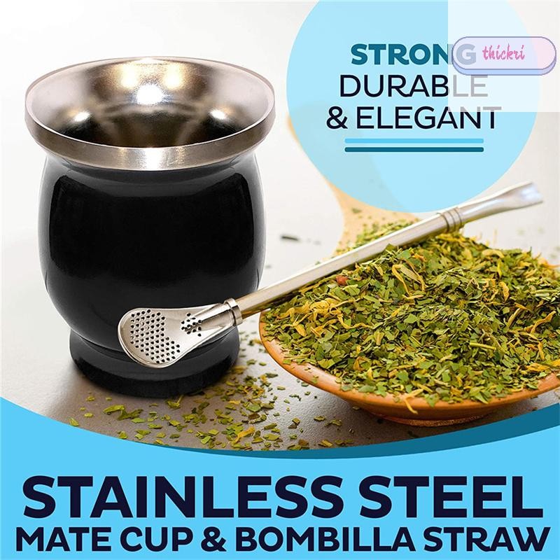 Tt Terba Mate Gourd Set ถ้วยชาสแตนเลส Double-Wall ชุดถ้วยชาและทิลลา PL ...