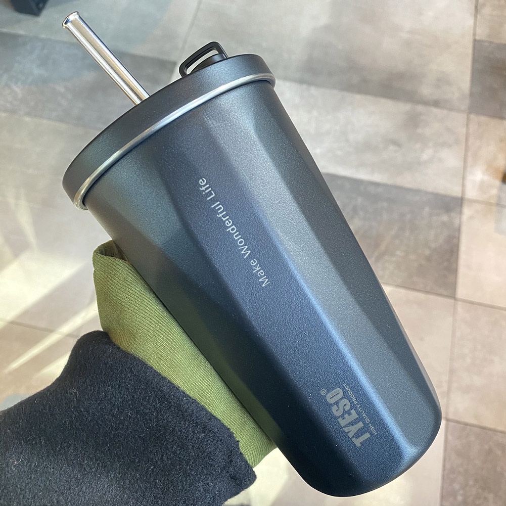 สิ่งแก้วพร้อมหลอด+แปรง ขนาด600ml 304 สูญญากาศสแตนเลส ถ้วยกาแฟ | Shopee Thailand