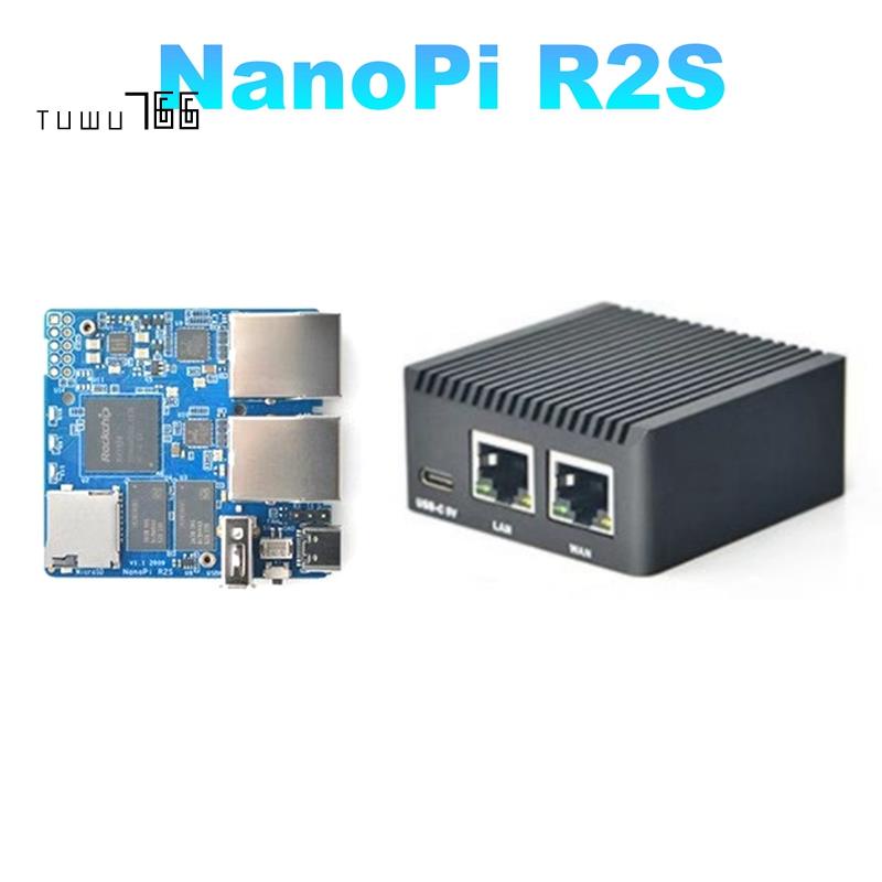 [tuwu766] เราเตอร์ NanoPi R2S RK3328 1GB DDR4 RAM พร้อมเคสโลหะ CNC พอร์ตกิกะบิตคู่ SBC OpenWrt ...