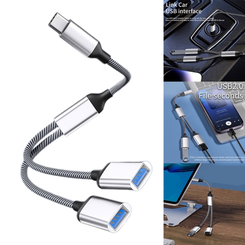 Cons Type C ถึง 2 อะแดปเตอร์ USB OTG Y สายแยก USB 2 0 ประเภท C ขยาย HUB ...