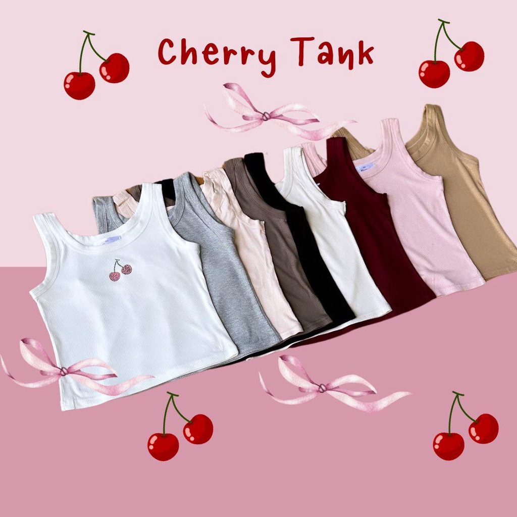 Cherry TanK เสื้อกล้ามลายเชอร์รี่ (1808-1 AA) | Shopee Thailand
