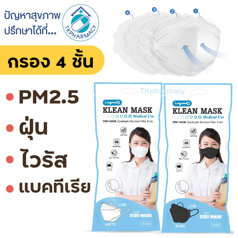 Klean Mask Fish Mask LF99 หน้ากากอนามัย 4 ชั้น 10 ชิ้น/ซอง | Shopee ...