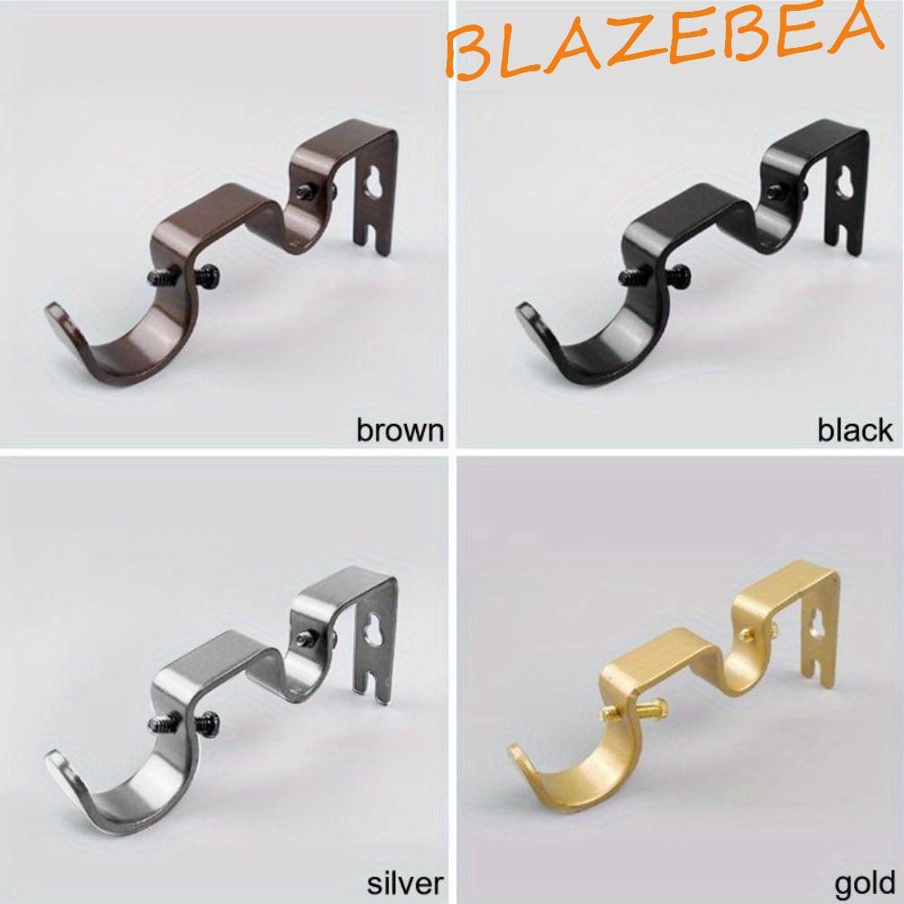 Blazebea 2 ชิ้นผู้ถือรองรับก้านโรมัน, ติดผนังขายึดราวม่านคู่, เหล็กพร้อมสกรูมัลติฟังก์ชั่น Heavy ...