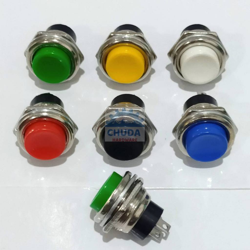 สวิทช์ ปุ่มกด รีเซ็ต กดติด-ปล่อยดับ No lock Reset Switch Push Button Switch 2 ขา 16mm #DS-212 (1 ...