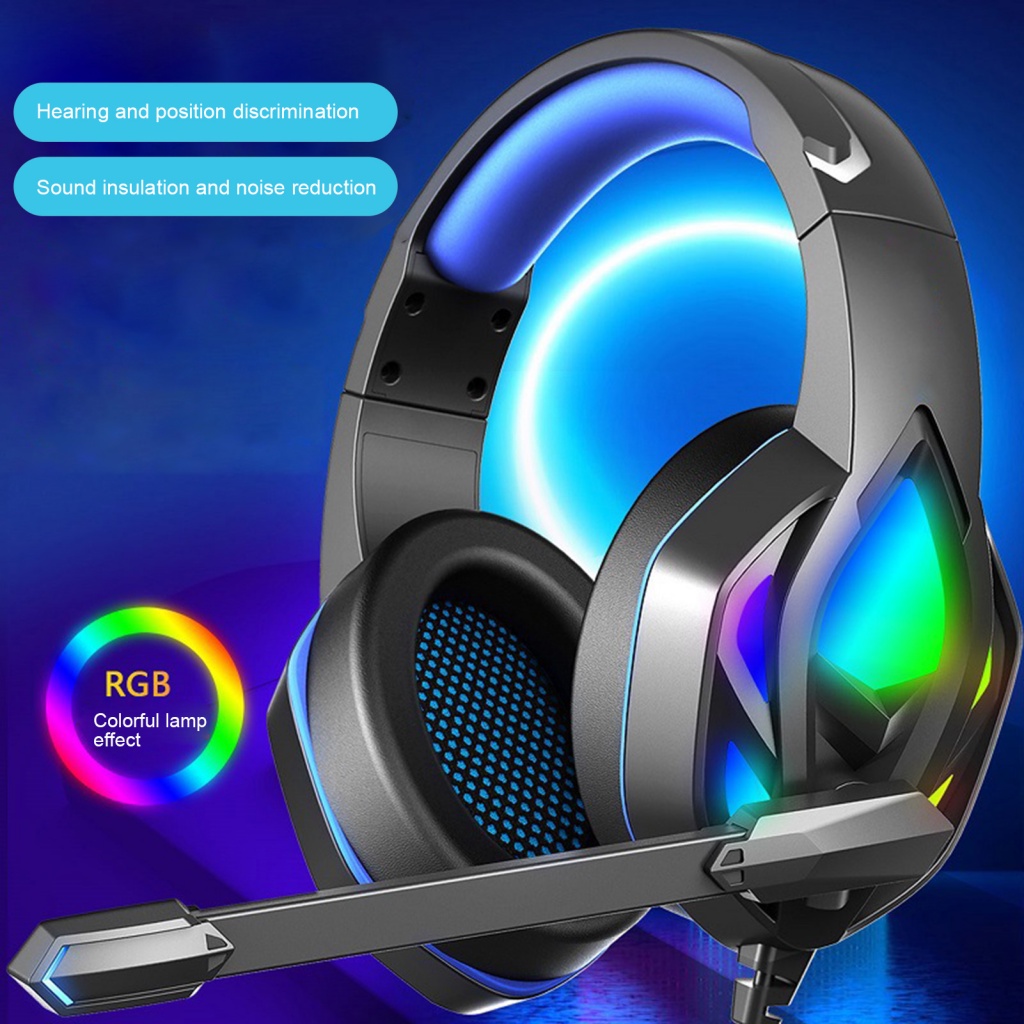 Rich2.br H100 ชุดหูฟังเล่นเกม แบบใช้สาย ลดเสียงรบกวน ไฟ RGB 35 มม. ...